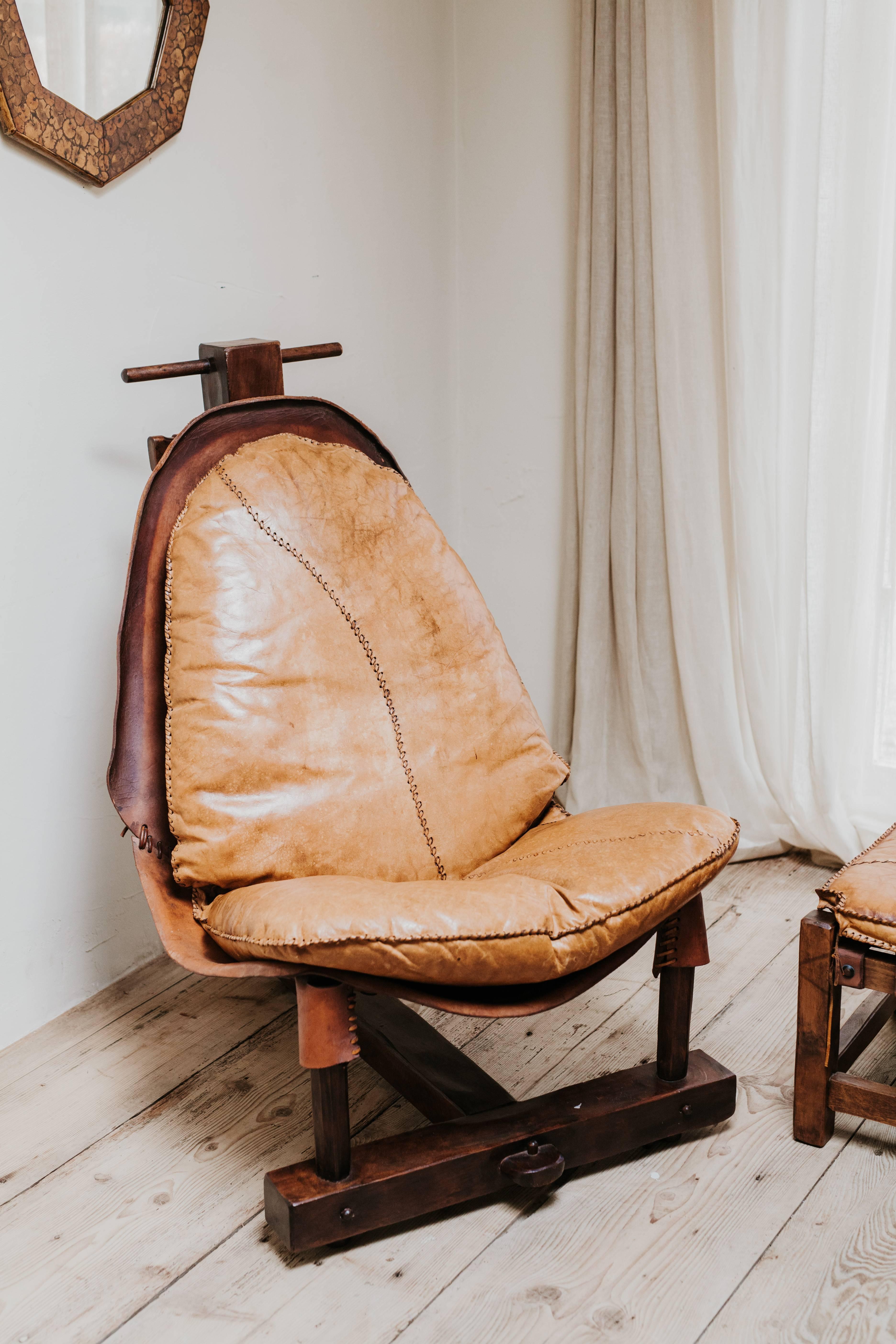 Pair of Brazilian Chairs and Ottoman at 1stDibs