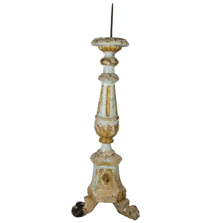 18th Century Italian Baroque Style Wood Altar Candlestick For Sale at ...