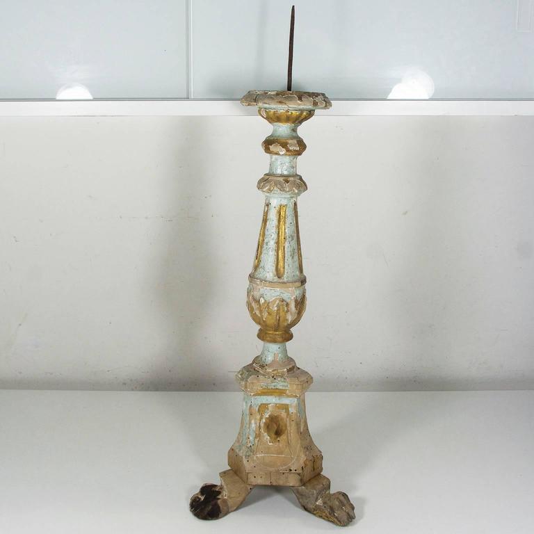 18th Century Italian Baroque Style Wood Altar Candlestick For Sale at ...