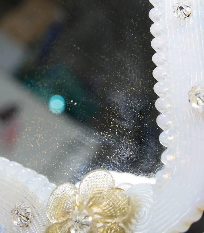 Wall or Table Iridescent Venetian Murano Glass Mirror For Sale at 1stDibs