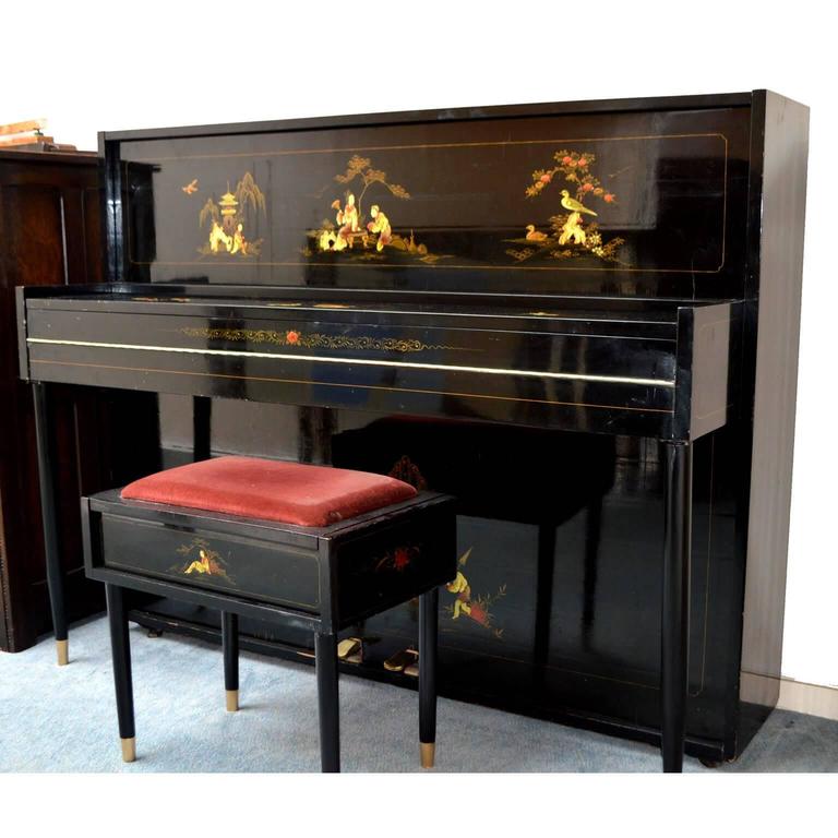 Monington and Weston Piano in Chinoiserie Style with Matching Stool at ...