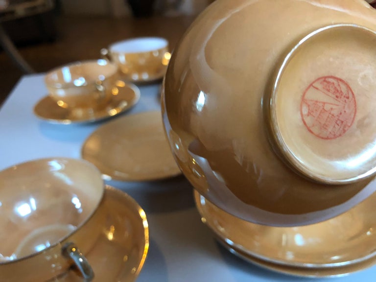 Chinese Fine Porcelain Tea Set of 20th Century Gold / Beige / Orange ...