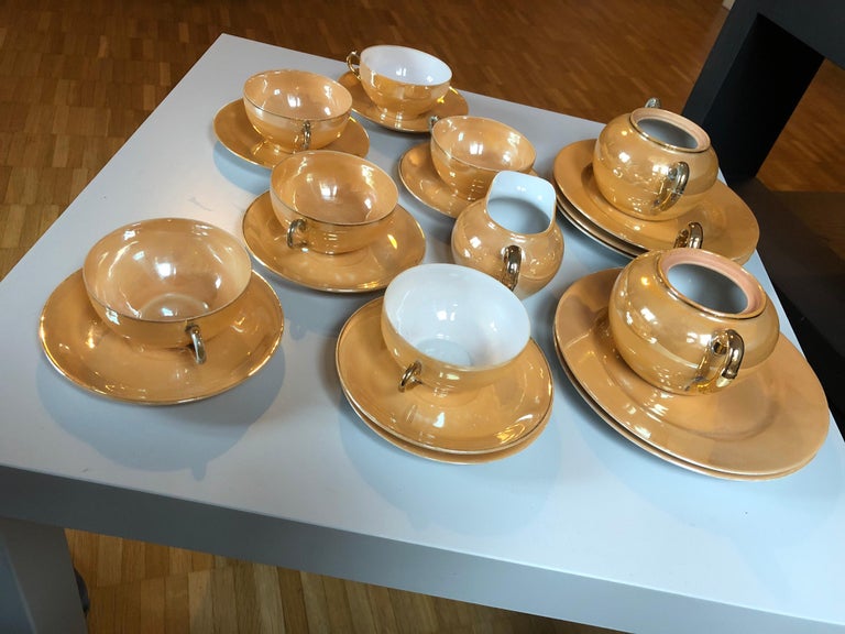 Chinese Fine Porcelain Tea Set of 20th Century Gold / Beige / Orange ...