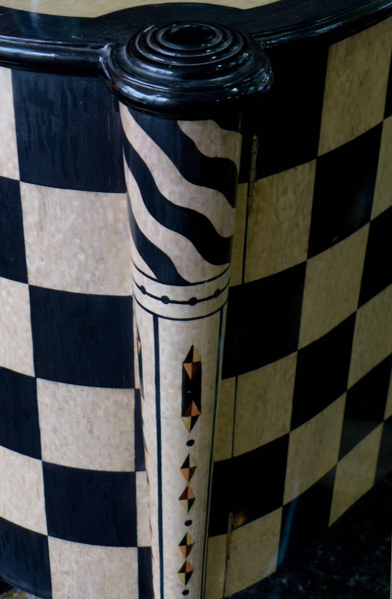 20th Century Rare Italian Cabinet in Checkerboard Pattern Ash Wood and ...