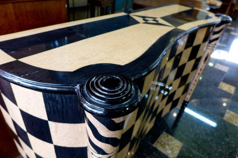 20th Century Rare Italian Cabinet in Checkerboard Pattern Ash Wood and ...