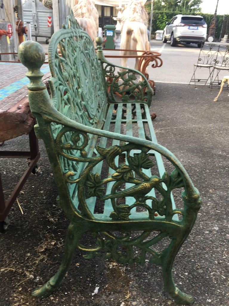 Art Nouveau Garden Bench with Medallion of Girl with Bird For Sale at ...