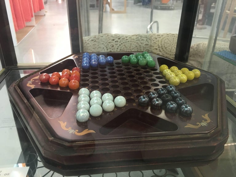 Free Shipping Antique Chinese Dama Wood Glass Chess at 1stDibs