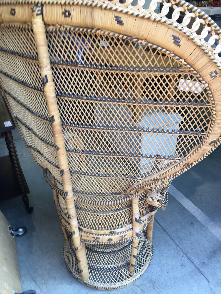 Midcentury Wicker Rattan Peacock Fan Back Chair at 1stDibs Midcentury Wicker Rattan Peacock Fan Back Chair at 1stDibs