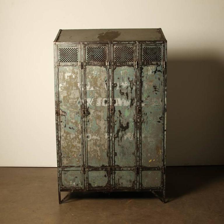 Antique Pre-War Steel Locker For Sale at 1stDibs