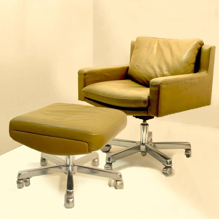 Set of Arm or Desk Chair and Ottoman by Robert Haussmann for the Sede ...