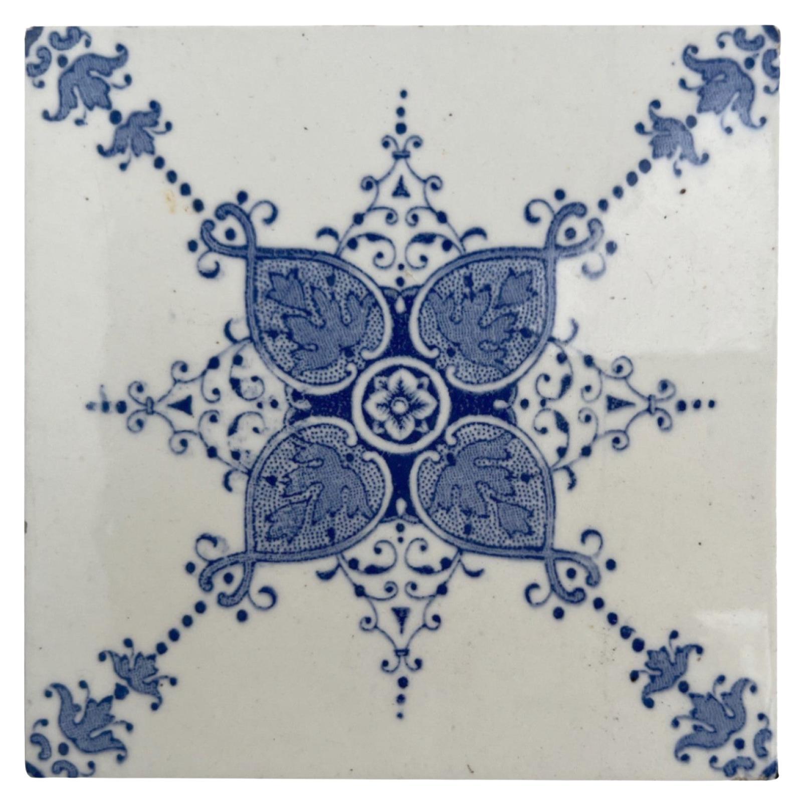 White and Blue Art Deco Glazed Tiles by Le Glaive, Belgium For Sale at ...