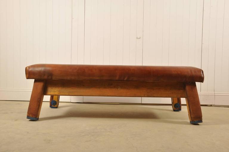 Vintage Leather Gym Bench at 1stDibs
