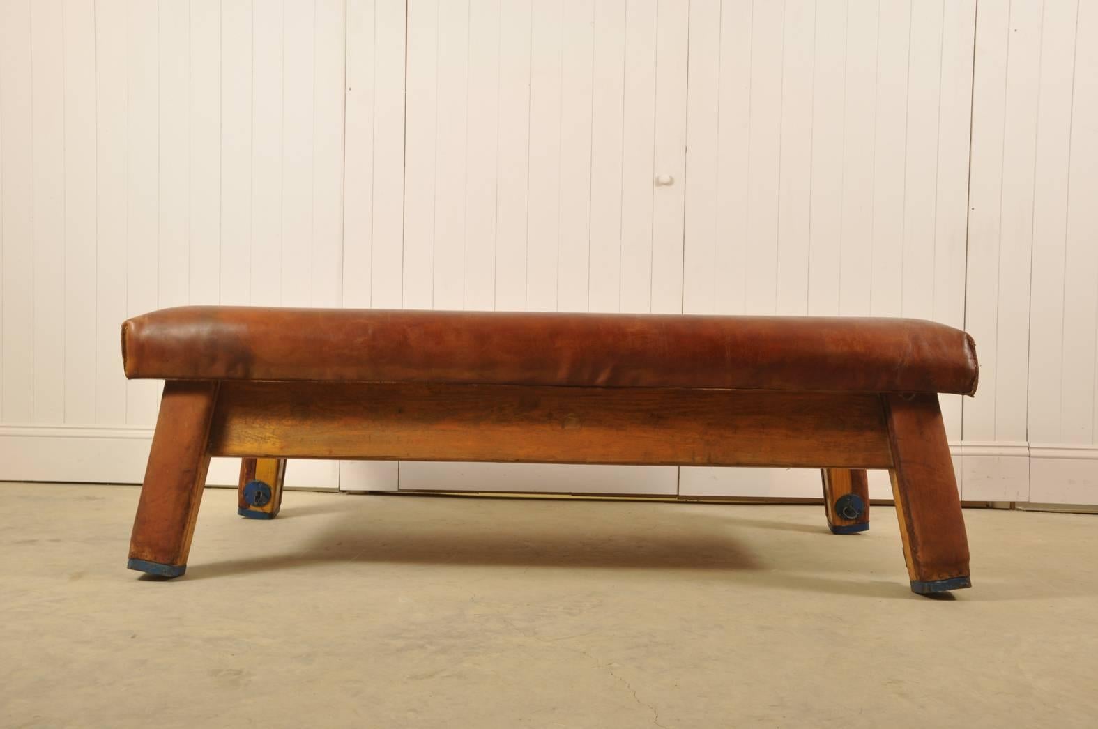 Vintage Leather Gym Bench at 1stDibs