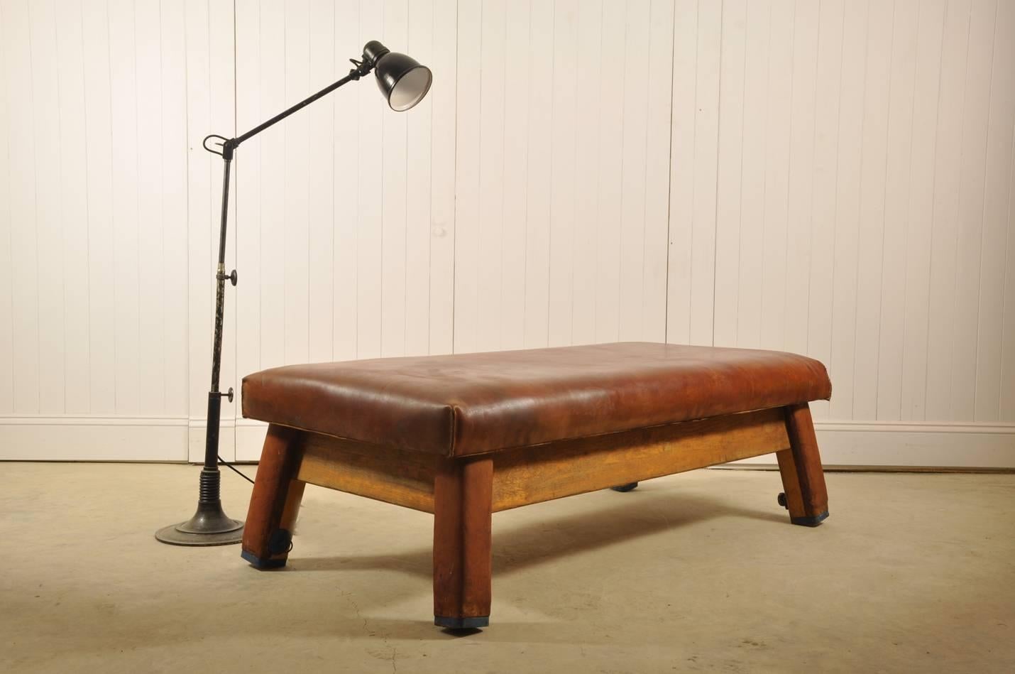 Vintage Leather Gym Bench at 1stDibs