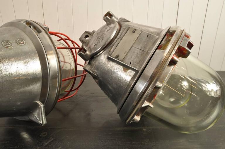 Vintage Industrial German Pendant Mine Lights For Sale at 1stDibs