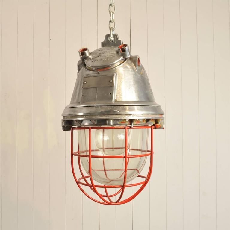 Vintage Industrial German Pendant Mine Lights For Sale at 1stDibs