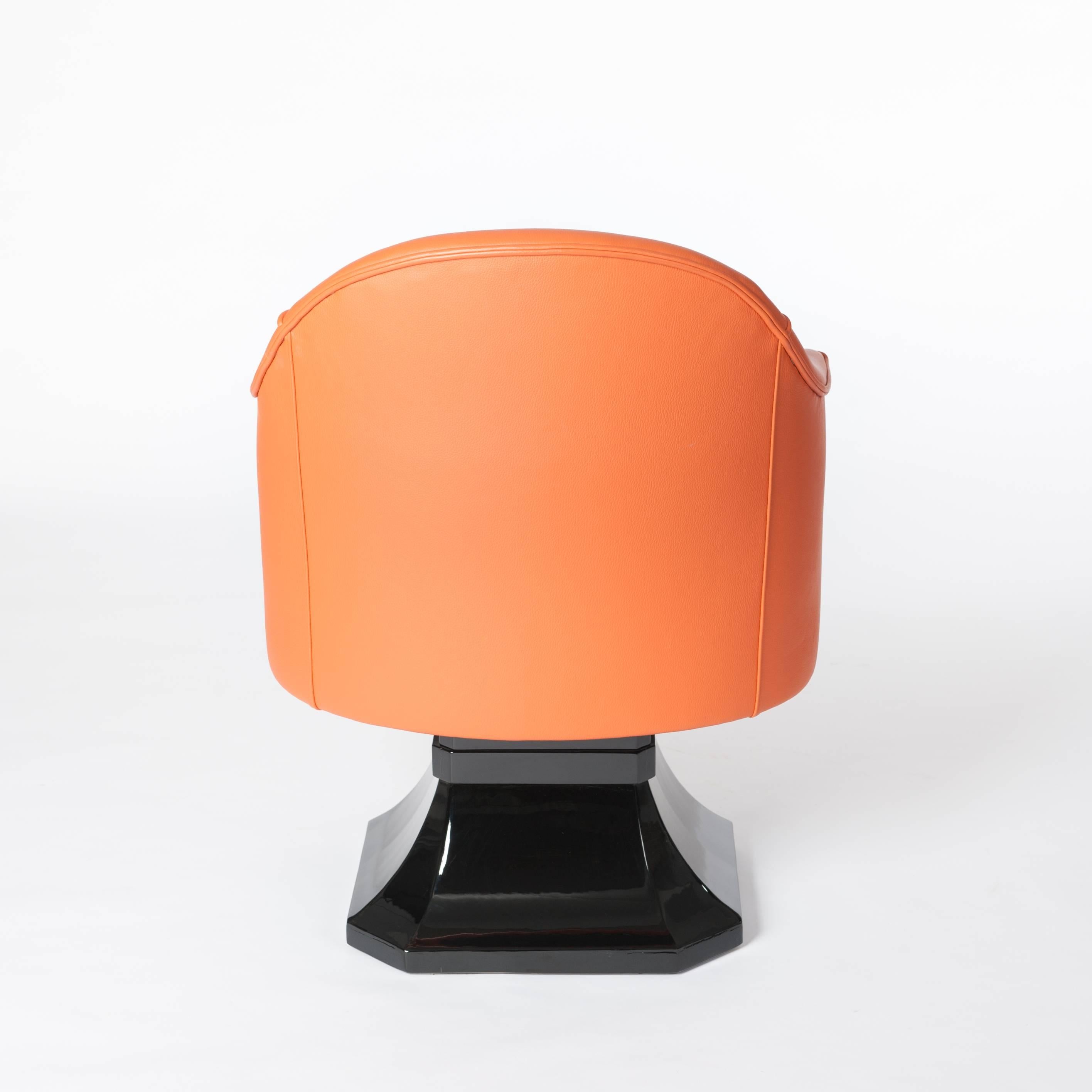 French Art Deco Pivotable Office Chair Hermes Colored Leather at ...