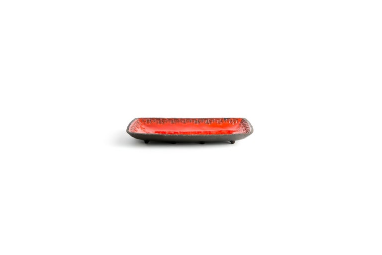 Vintage German Red Glazed Ceramic Tray at 1stDibs
