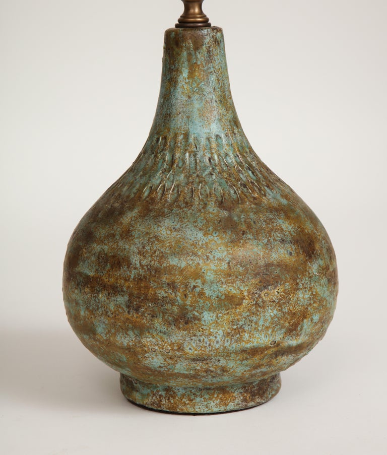 Mid-century Verdigris Ceramic Table Lamp at 1stDibs