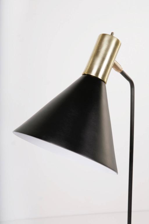 Torche Reading Light In Darkened Steel With Brass Shade and Cylindrical ...