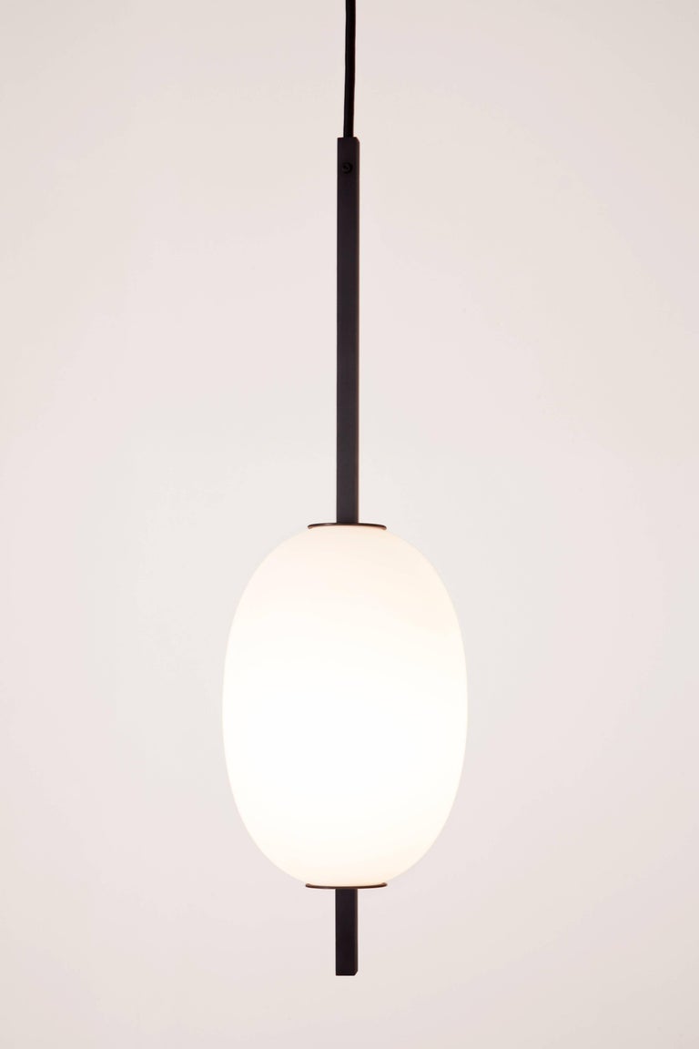 Miro 1 Hanging Pendant in Matte Black with Handblown Glass Shade For ...