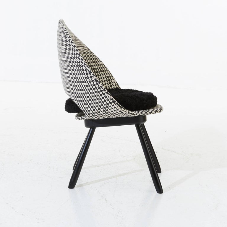 Swedish Chair, 1950s, Houndstooth Pattern with Sheepskin Seat For Sale ...