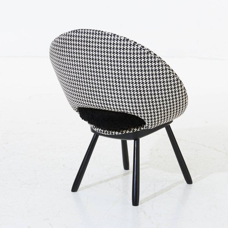 Swedish Chair, 1950s, Houndstooth Pattern with Sheepskin Seat For Sale ...