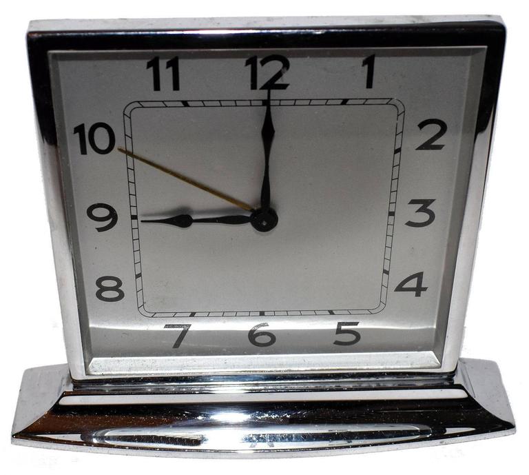 1930s Art Deco Chrome Clock at 1stDibs
