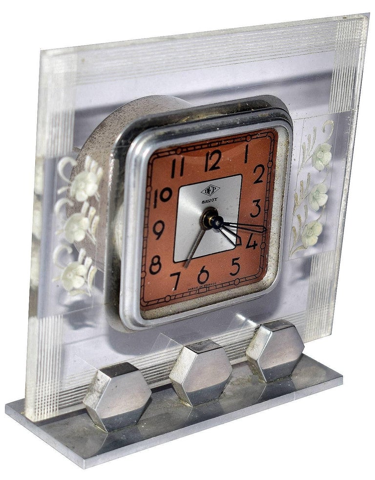 1930s French Art Deco Acrylic Clock by Dep For Sale at 1stDibs