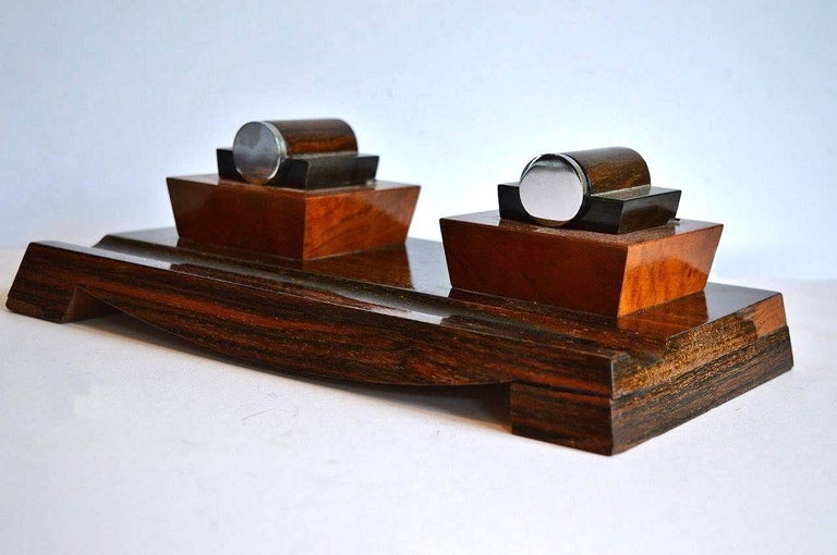 1930s French Art Deco Modernist Three Piece Desk Set At 1stdibs Art Deco Desk Accessories Art
