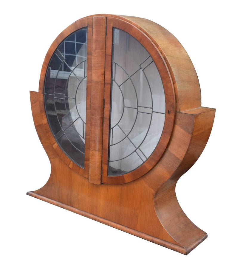 1930s English Art Deco Circular Display Cabinet in Walnut For Sale at ...