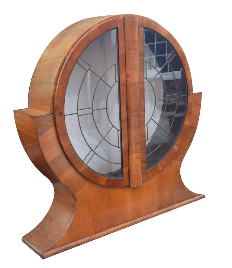 1930s English Art Deco Circular Display Cabinet in Walnut For Sale at ...