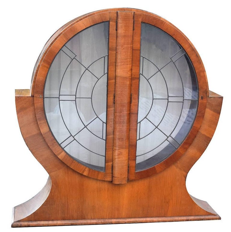 1930s English Art Deco Circular Display Cabinet in Walnut For Sale at ...