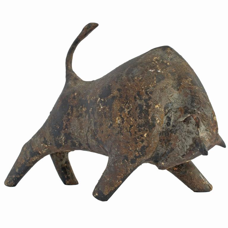 Mid-Century Brutalist Bull Sculpture in Patinated Cast Iron at 1stDibs ...
