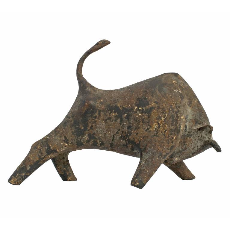 Mid-Century Brutalist Bull Sculpture in Patinated Cast Iron at 1stDibs ...