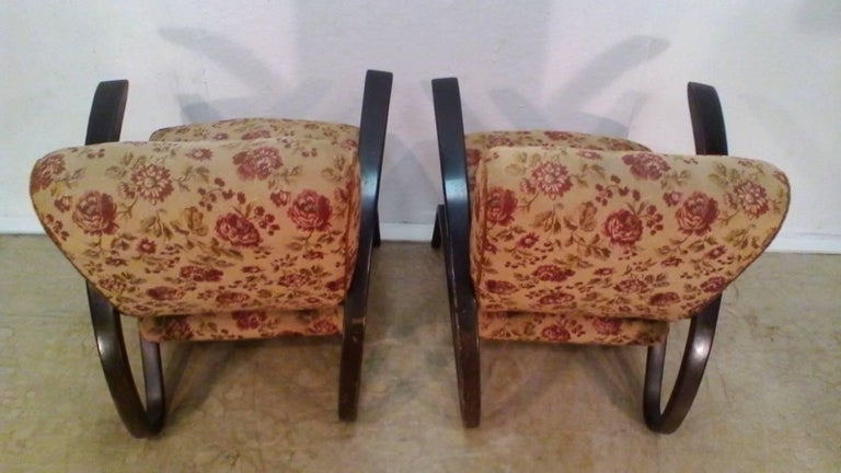 1930 Pair of Rare Jindrich Halabala H-275 Art Deco Armchairs and Coffee ...