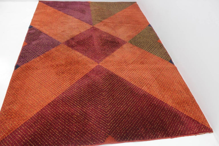 Rare Geometric Modernist Carpet, 1960s at 1stDibs