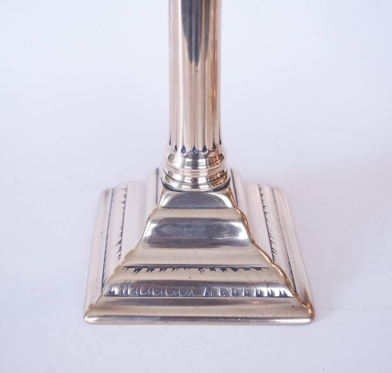 Pair of Bell Metal Square Base Candlesticks at 1stDibs