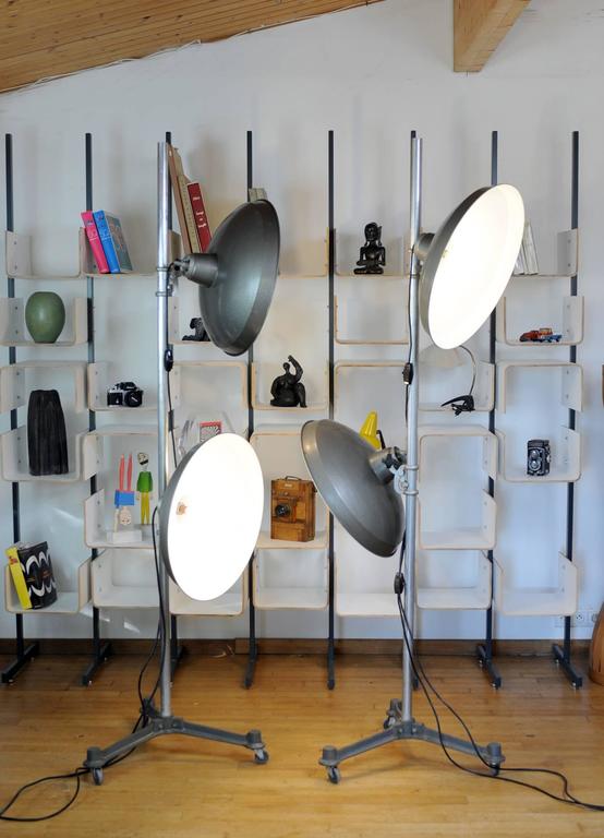 French Double Reflector Floor Lamps from Cremer, 1950, Set of 2 French ...