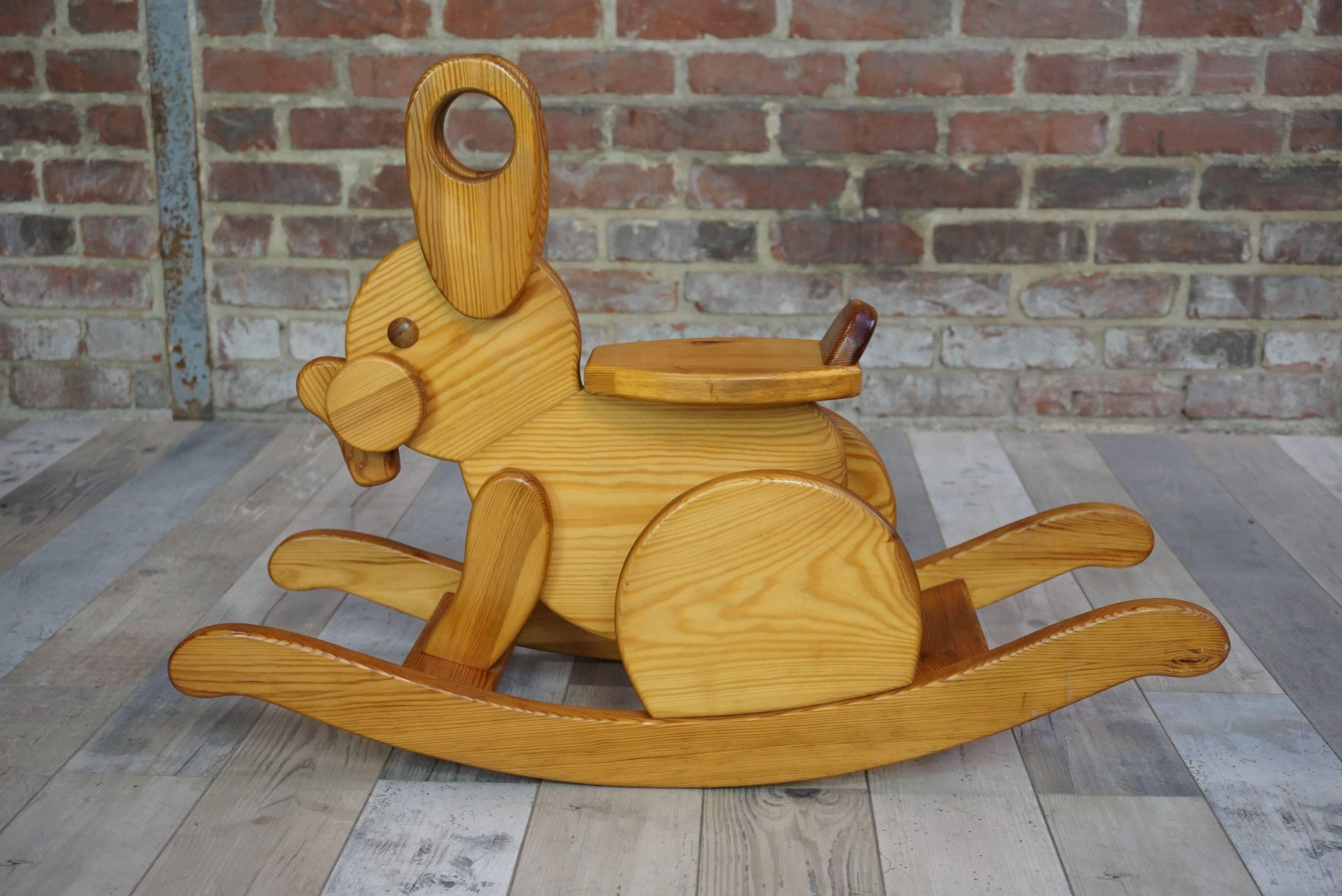 Solid Wood Rocking Horse "Rabbit" Made in France at 1stDibs