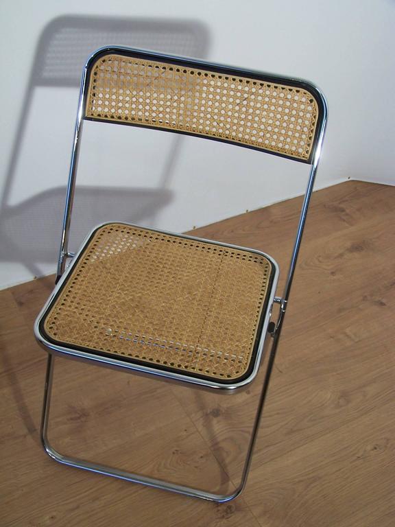 Castelli Style Chrome Folding Chair and Cane at 1stDibs