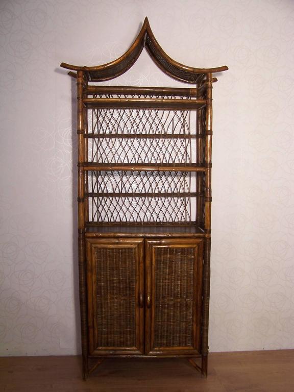 Rattan and Wicker Bookcase at 1stDibs