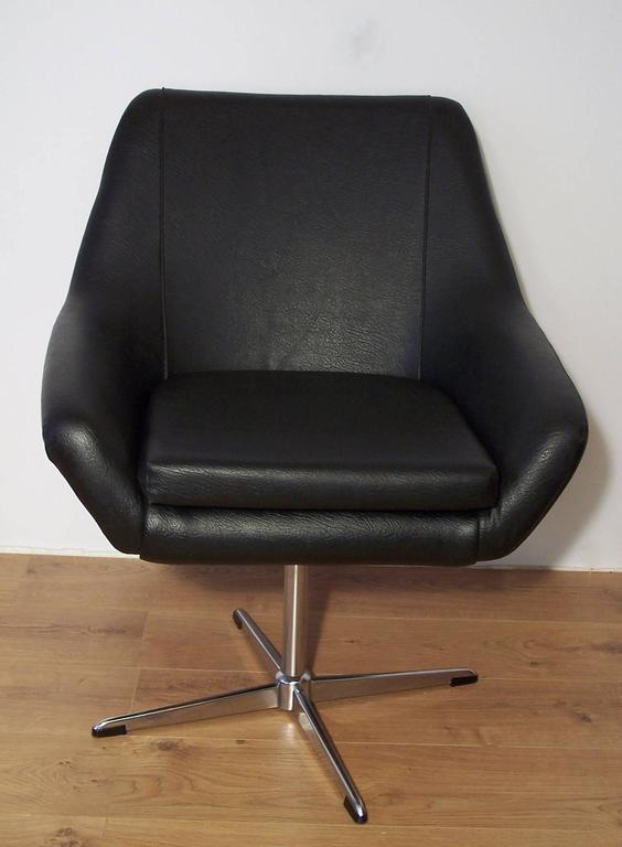 Vintage Black Shell Swivel Chair at 1stDibs
