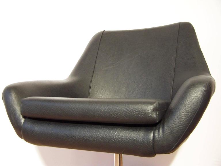 Vintage Black Shell Swivel Chair at 1stDibs