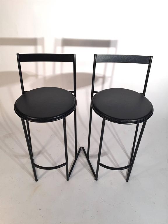 Postmodern Pair of Italian High Tech Bar Stools at 1stDibs