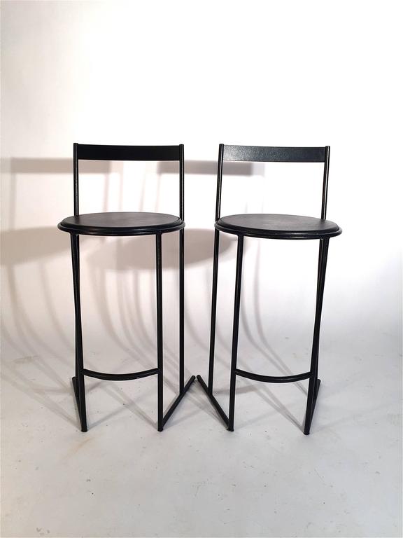 Postmodern Pair of Italian High Tech Bar Stools at 1stDibs