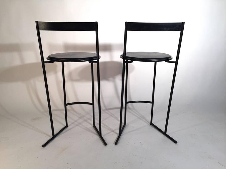 Postmodern Pair of Italian High Tech Bar Stools at 1stDibs