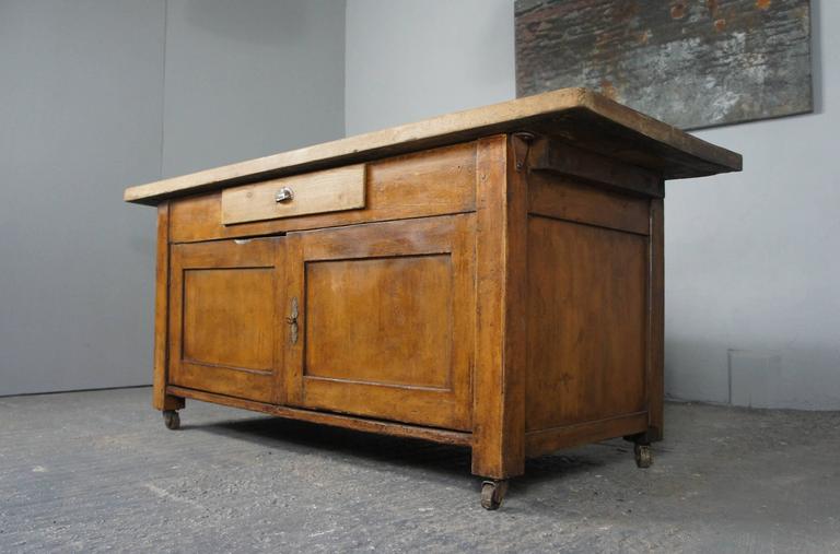 20th Century Pine and Beech Baker's Table Freestanding Kitchen Island ...