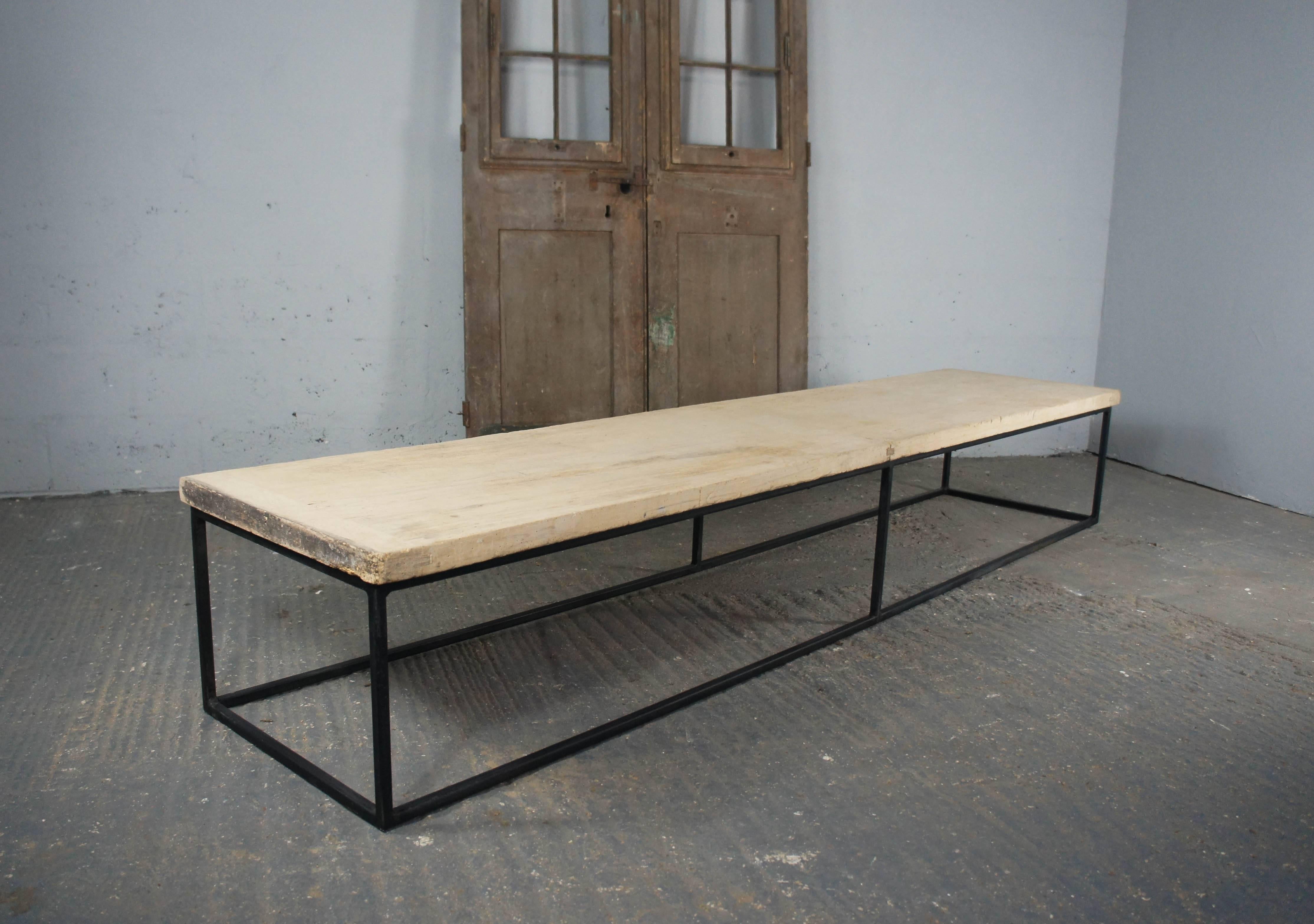 19th Century Sycamore Top on Bespoke Metal Frame Coffee Table Loft ...