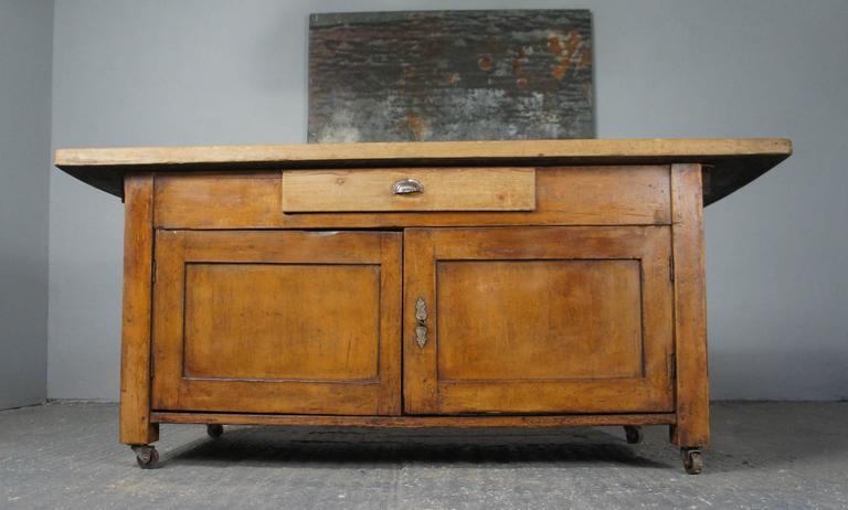 20th Century Pine and Beech Baker's Table Freestanding Kitchen Island ...